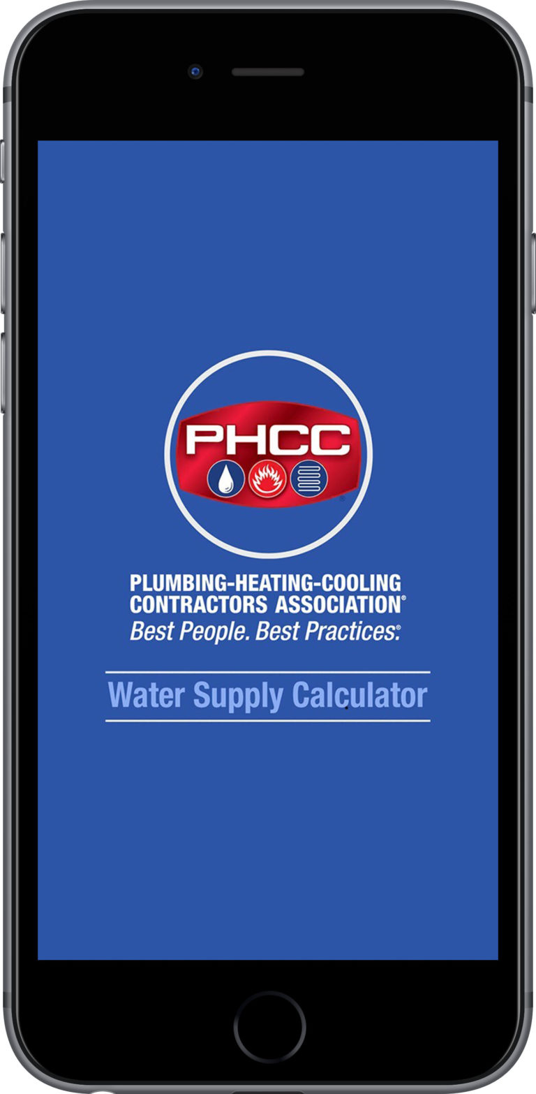 PHCC Water Supply Calculator App - PHCC